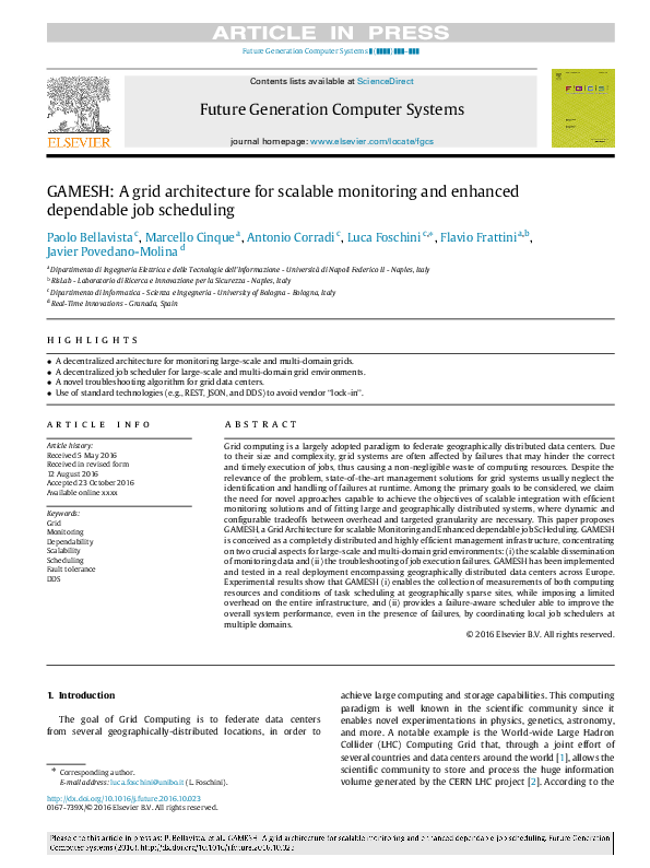 (PDF) GAMESH: A grid architecture for scalable monitoring and enhanced dependable job scheduling ...