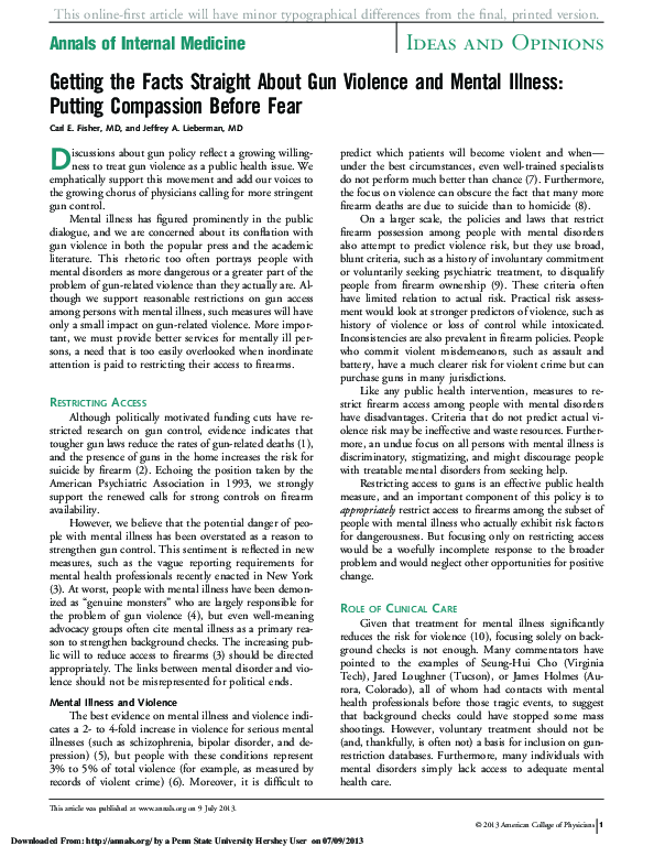 (PDF) Getting the Facts Straight About Gun Violence and Mental Illness ...