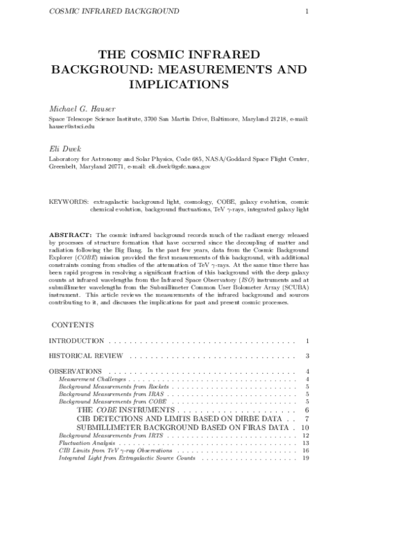 (PDF) The Cosmic Infrared Background: Measurements and Implications