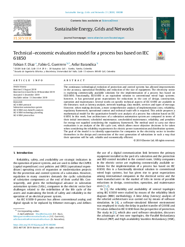 (PDF) Technical–economic evaluation model for a process bus based on IEC 61850