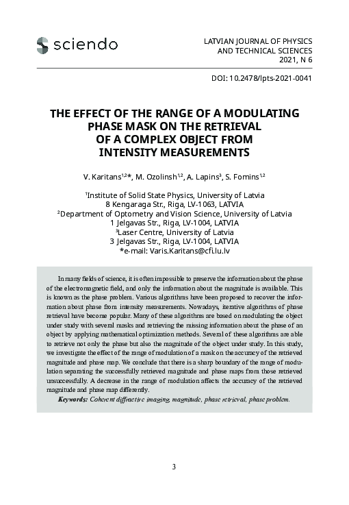 (PDF) The Effect of the Range of a Modulating Phase Mask on the Retrieval of a Complex Object ...