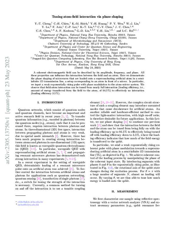 (PDF) Tuning atom-field interaction via phase shaping