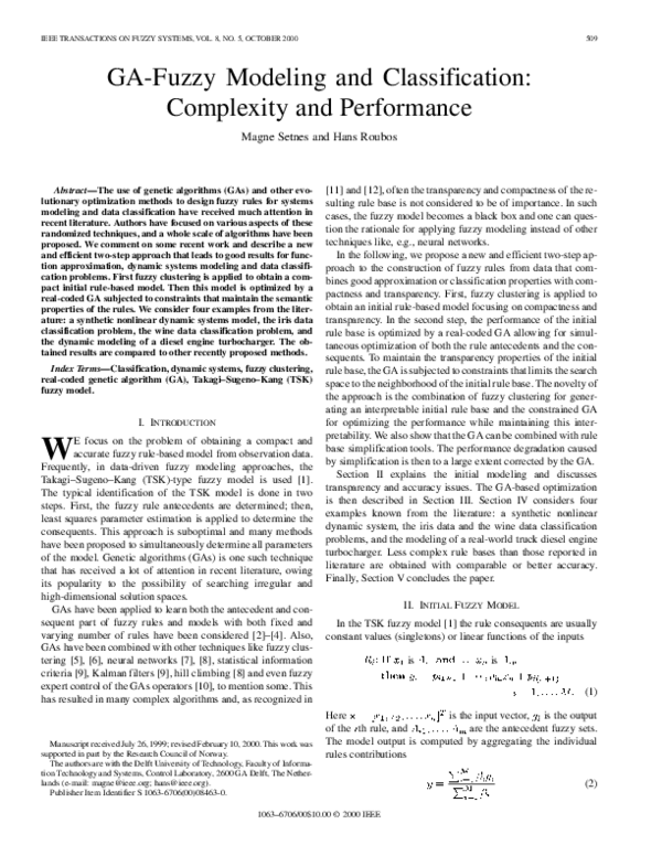 (PDF) GA-fuzzy modeling and classification: complexity and performance