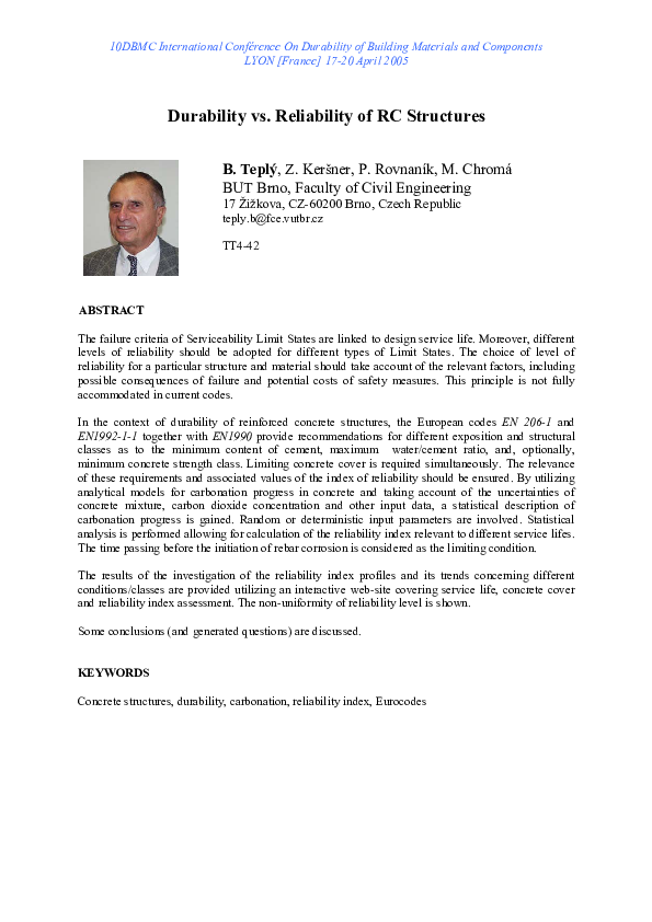 (PDF) Durability vs. Reliability of RC Structures
