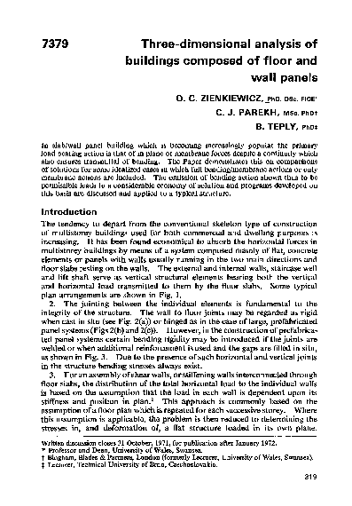 (PDF) Three-Dimensional Analysis of Buildings Composed of Floor and ...
