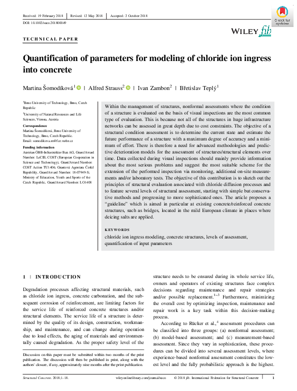 (PDF) Quantification of parameters for modeling of chloride ion ingress ...