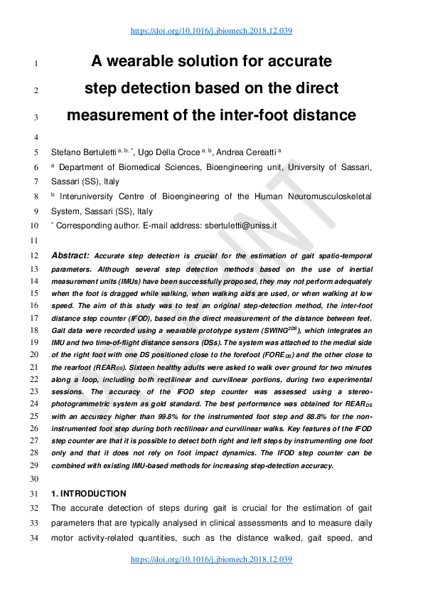 (PDF) A wearable solution for accurate step detection based on the ...