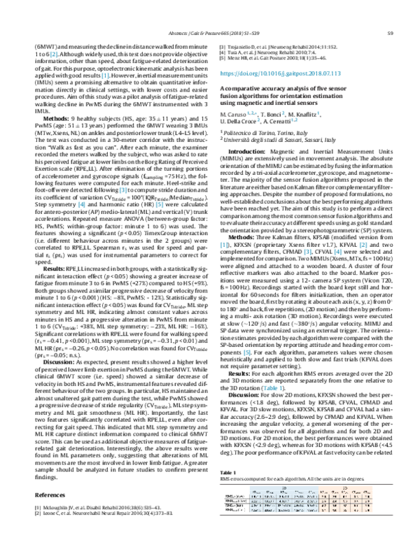 (PDF) A comparative accuracy analysis of five sensor fusion algorithms for orientation ...