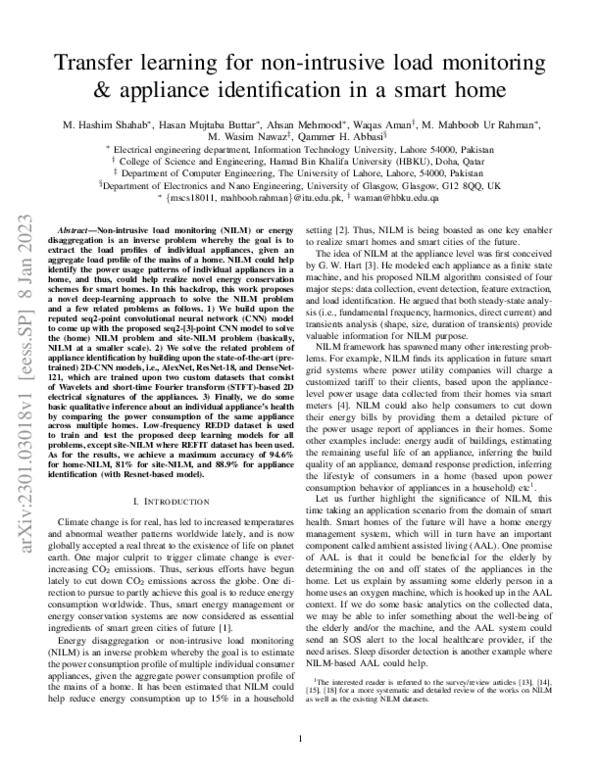 (PDF) Transfer learning for non-intrusive load monitoring and appliance identification in a ...