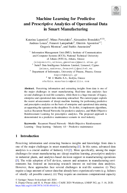 (PDF) Machine Learning for Predictive and Prescriptive Analytics of Operational Data in Smart ...