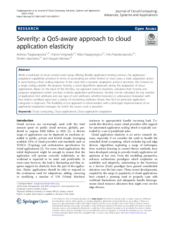 Pdf Severity A Qos Aware Approach To Cloud Application Elasticity