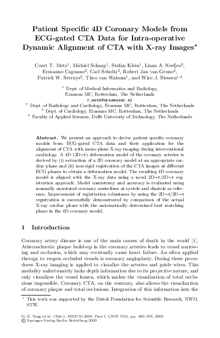 (PDF) Patient Specific 4D Coronary Models from ECG-gated CTA Data for ...