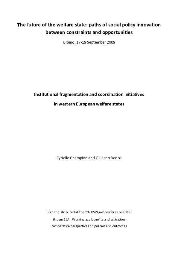 (PDF) Institutional fragmentation and coordination initiatives in ...
