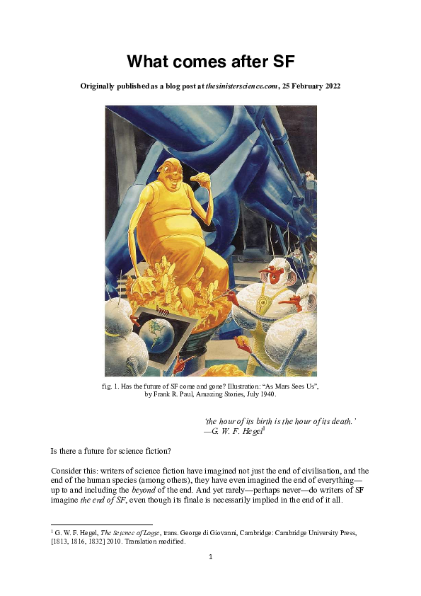 (PDF) What comes after science fiction