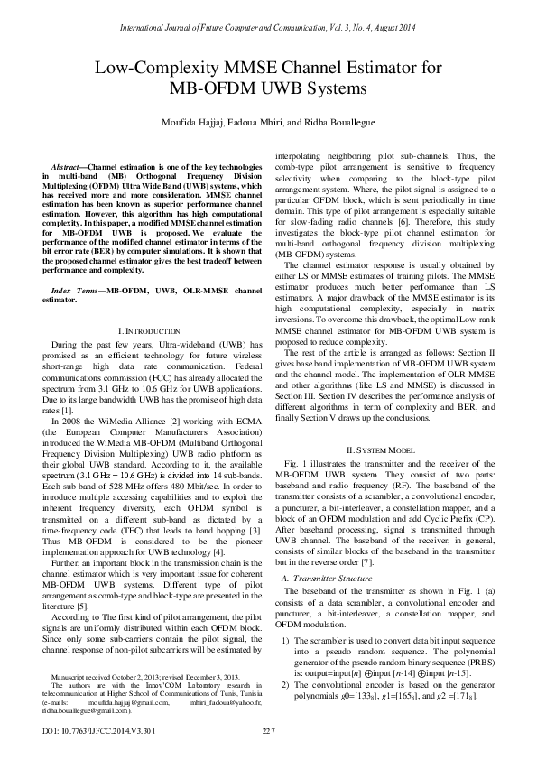 (PDF) Low-Complexity MMSE Channel Estimator for MB-OFDM UWB Systems