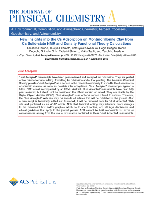 (PDF) New Insights into the Cs Adsorption on Montmorillonite Clay from 133Cs Solid-State NMR and ...