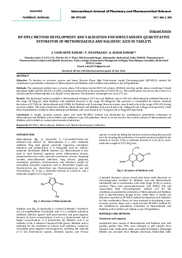 (PDF) RP-HPLC METHOD DEVELOPMENT AND VALIDATION FOR SIMULTANEOUS QUANTITATIVE ESTIMATION OF ...