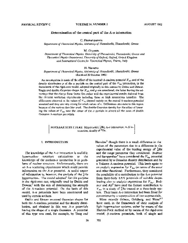 (PDF) Determination of the Central Part of the Lambda-Alpha Interaction