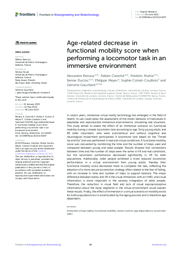 (PDF) Age-related decrease in functional mobility score when performing ...