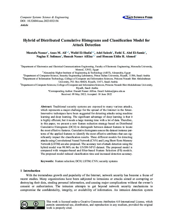 (PDF) Hybrid of Distributed Cumulative Histograms and Classification Model for Attack Detection