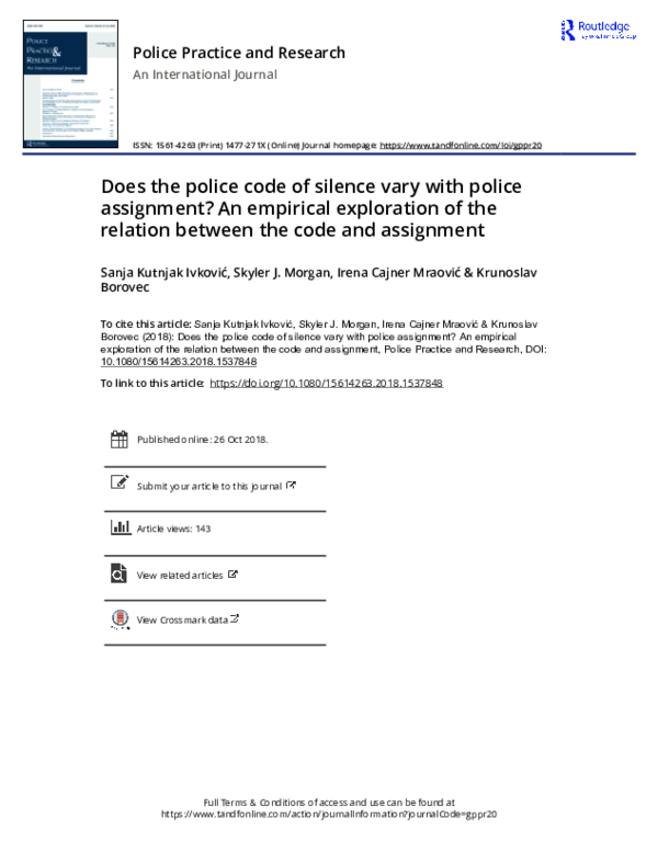 (PDF) Does the police code of silence vary with police assignment? An ...