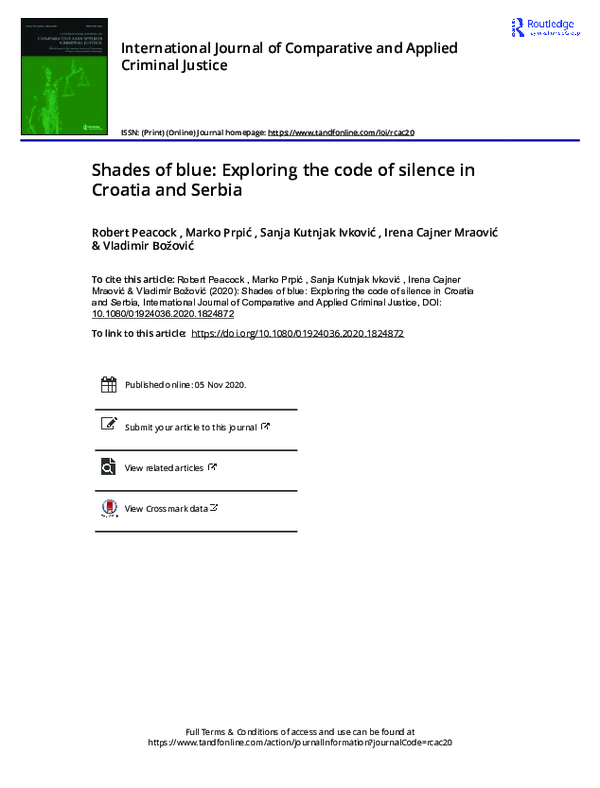 (PDF) Shades of blue: Exploring the code of silence in Croatia and Serbia