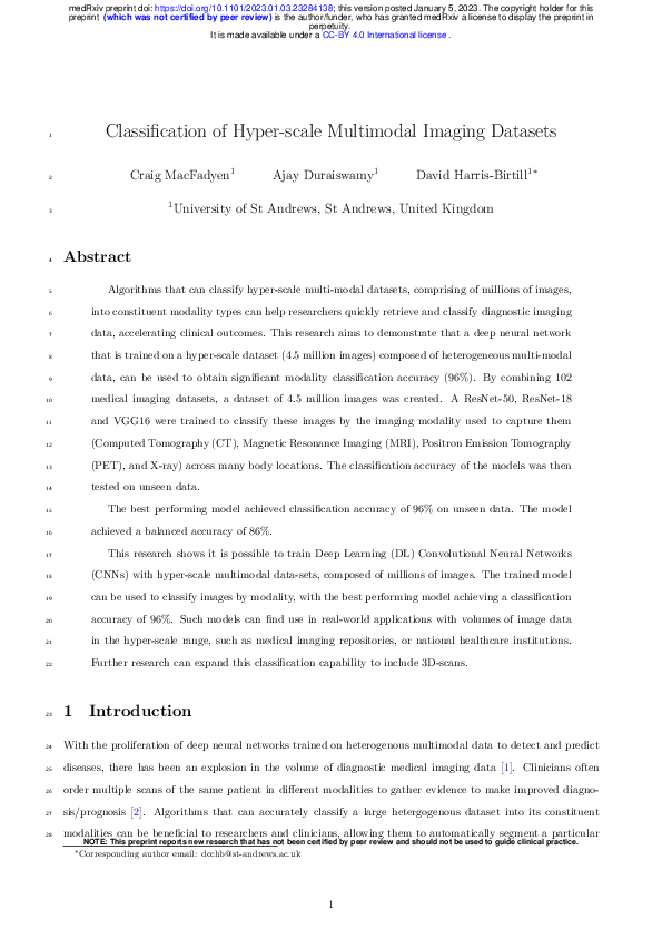 (PDF) Classification of Hyper-scale Multimodal Imaging Datasets