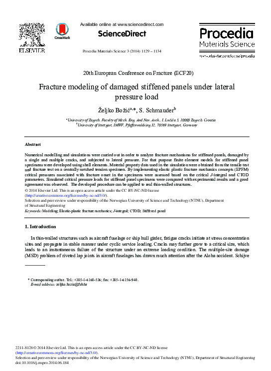 (PDF) Fracture Modeling of Damaged Stiffened Panels under Lateral ...