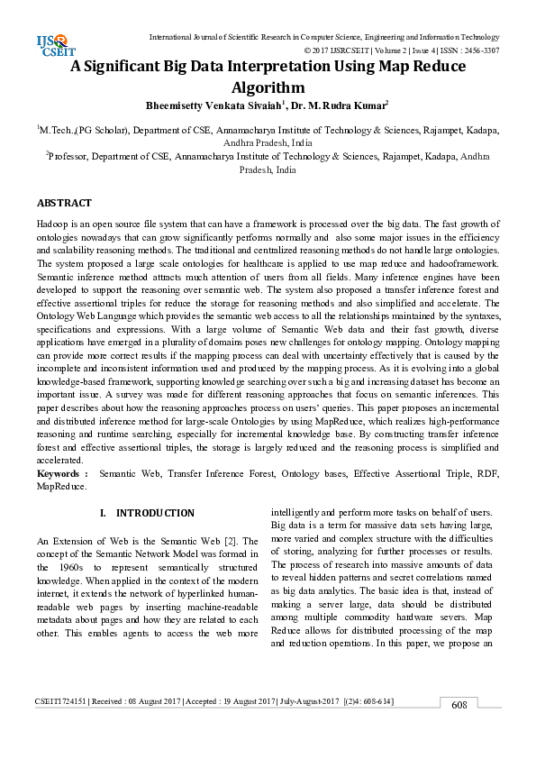 Pdf A Significant Big Data Interpretation Using Map Reduce Algorithm 3355