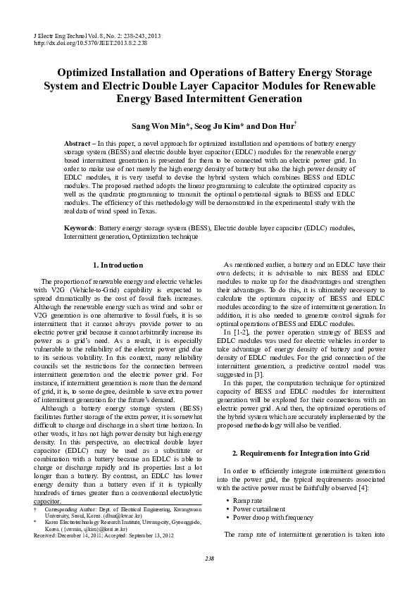 (PDF) Optimized Installation and Operations of Battery Energy Storage ...
