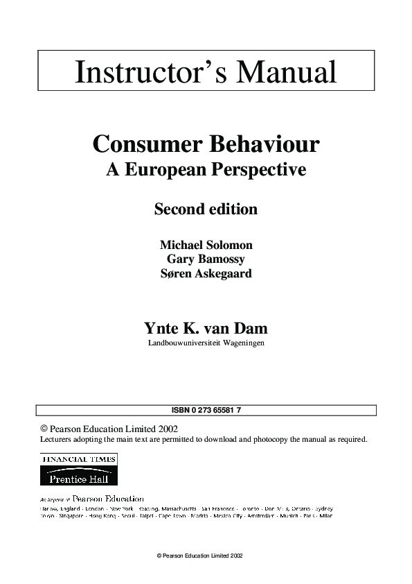 (PDF) Consumer behaviour: a European perspective, 3rd ed