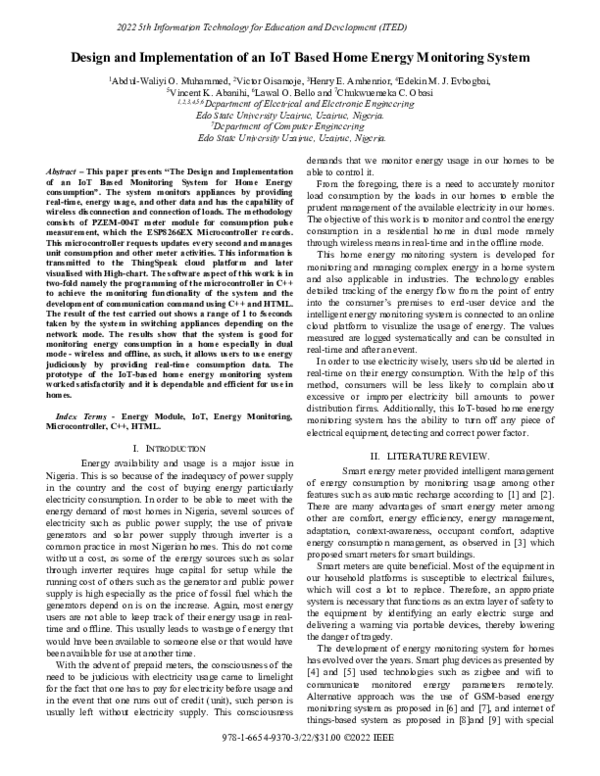 (PDF) Design and Implementation of an IoT Based Home Energy Monitoring ...