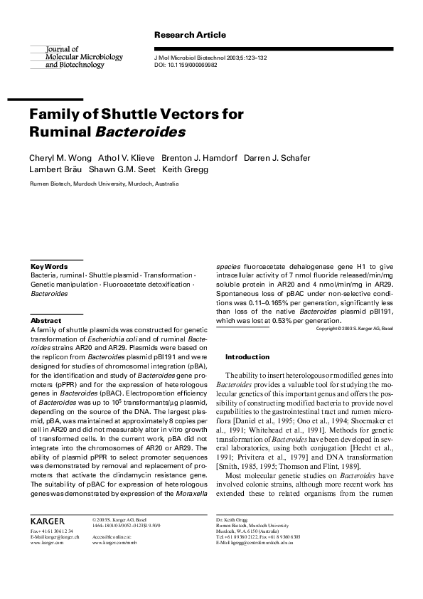 (PDF) Family of Shuttle Vectors for Ruminal Bacteroides