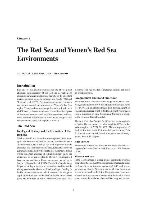 (PDF) The Red Sea & Yemen's Red Sea Environment