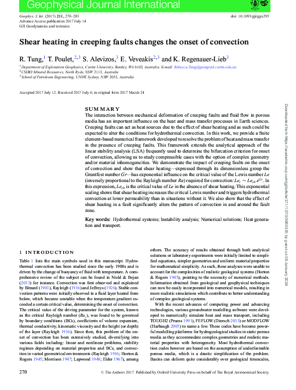 (PDF) Shear heating in creeping faults changes the onset of convection
