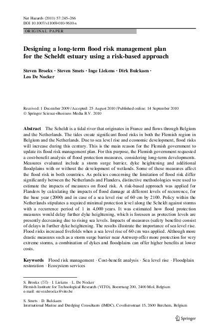 (PDF) Designing a long-term flood risk management plan for the Scheldt ...