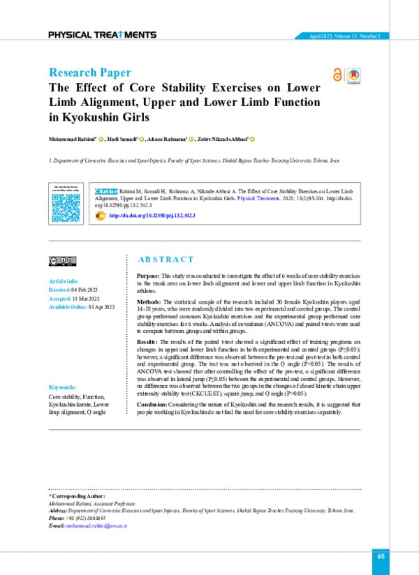 (PDF) The Effect of Core Stability Exercises on Lower Limb Alignment ...