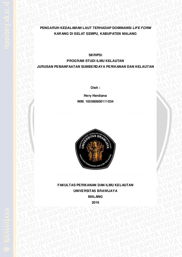 (PDF) Pengaruh Kedalaman Laut Terhadap Dominansi Life Form Karang Di ...