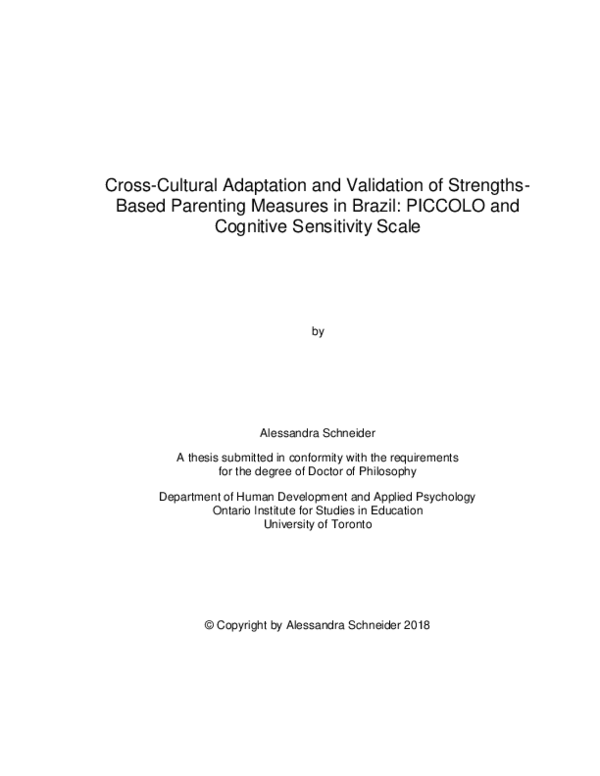 (PDF) Cross-Cultural Adaptation and Validation of Strengths-Based Parenting Measures in Brazil ...