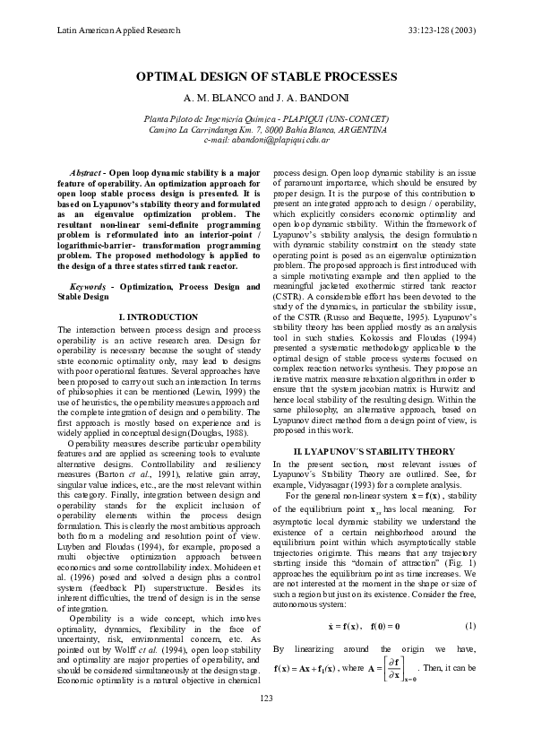 (PDF) Optimal design of stable processes