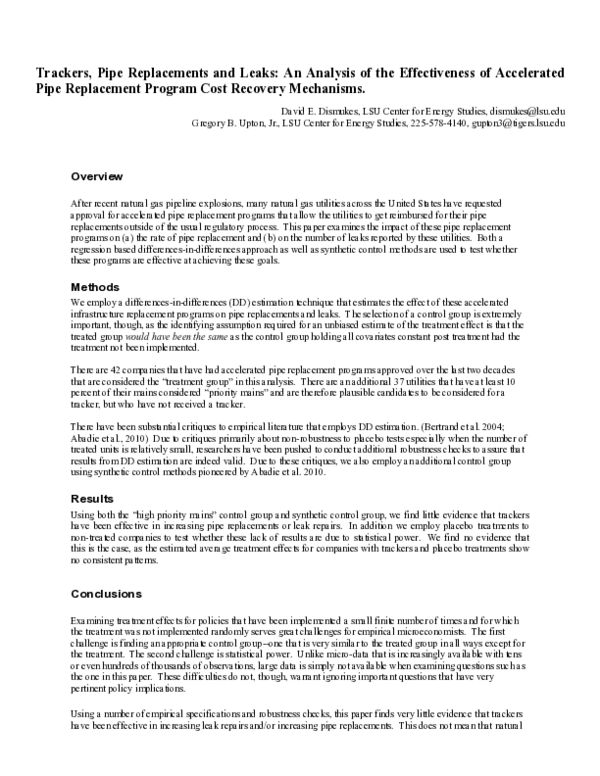 (PDF) Trackers, Pipe Replacements, and Leaks: An Analysis of the ...