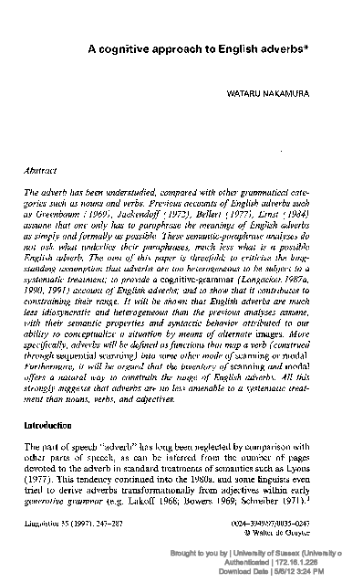 (PDF) A cognitive approach to English adverbs