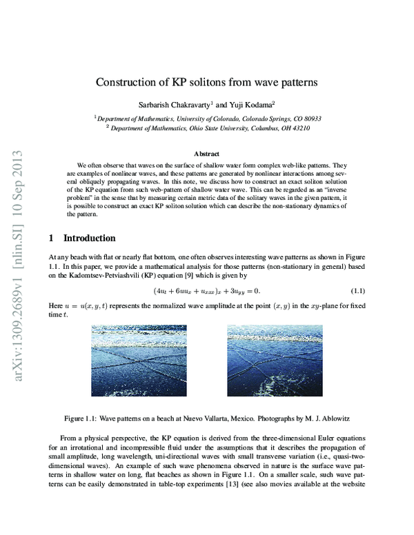 (PDF) Construction of KP solitons from wave patterns