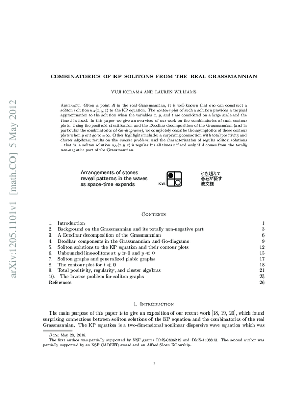 (PDF) Combinatorics of KP Solitons from the Real Grassmannian