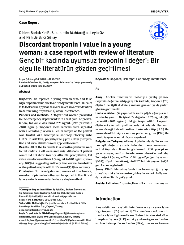 (PDF) Discordant troponin I value in a young woman: a case report with ...