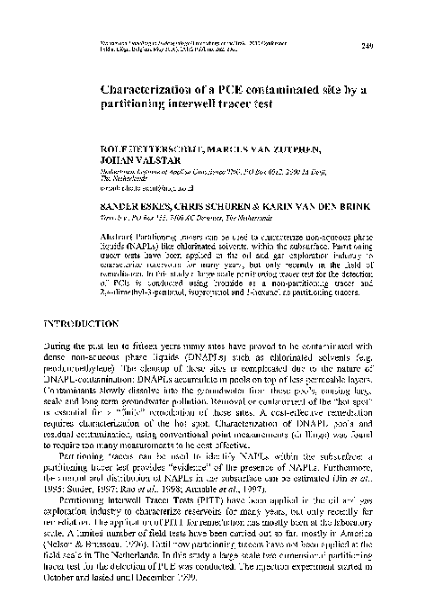(PDF) Characterization of a PCE contaminated site by a partitioning ...