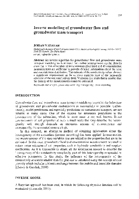 Pdf Inverse Modelling Of Groundwater Flow And Groundwater Mass Transport