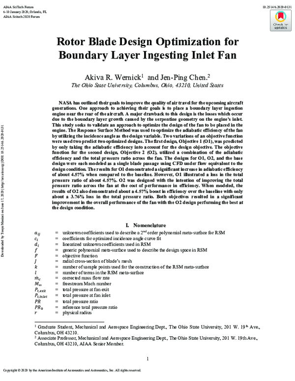 (PDF) Rotor Blade Design Optimization for Boundary Layer Ingesting ...