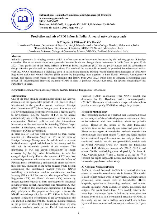 (PDF) Predictive analysis of FDI inflow in India: A neural network ...