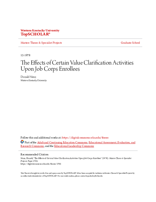 (PDF) The Effects of Certain Value Clarification Activities Upon Job ...